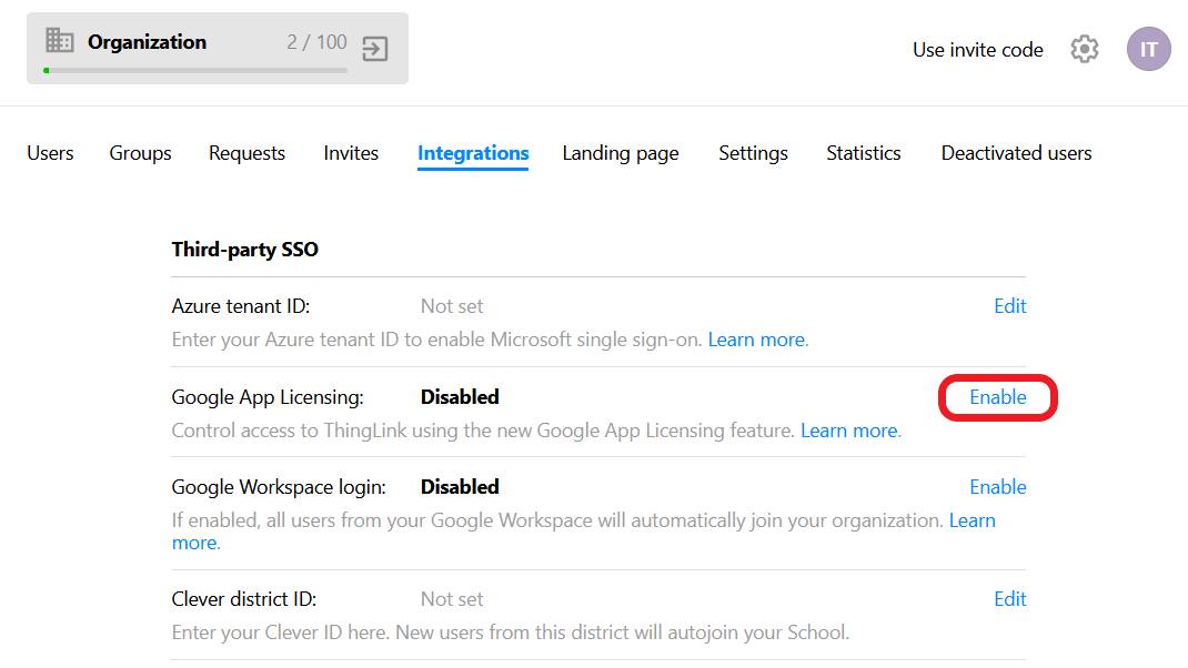 Google App Licensing integration – ThingLink
